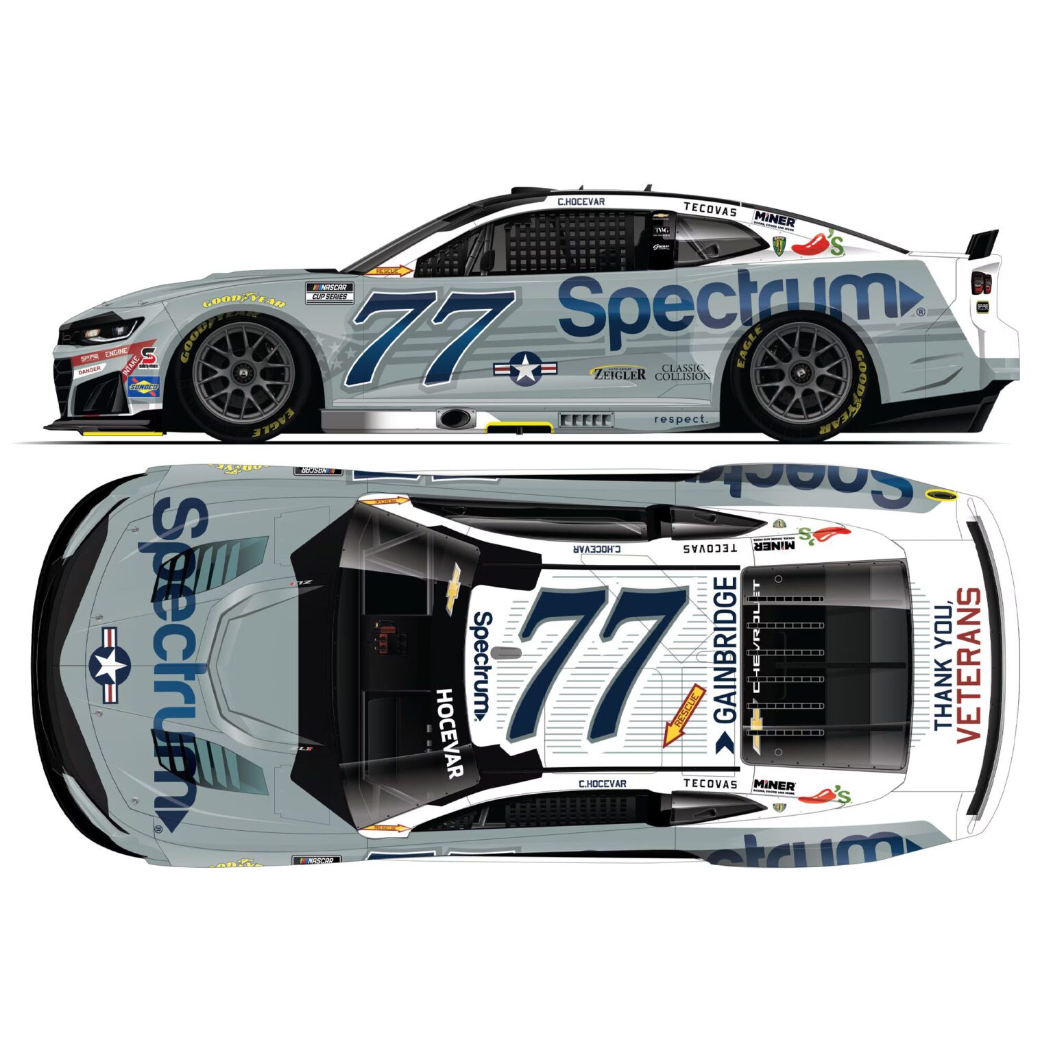 CARSON HOCEVAR 2026 SPECTRUM PATRIOTIC 1:24 FLASH COAT COLOR ARC ...